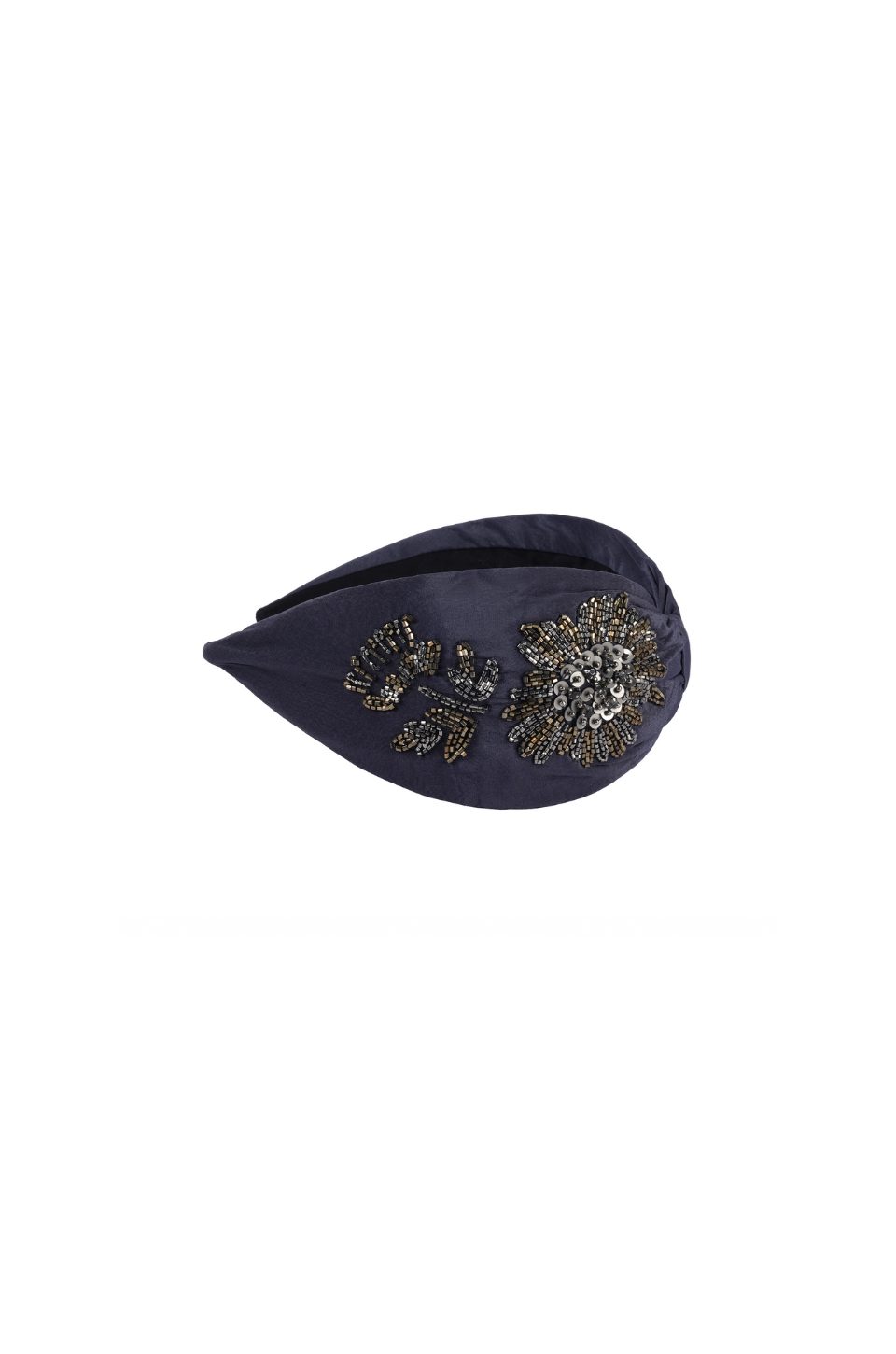 Navy Satin Headband - REVELLE Shop